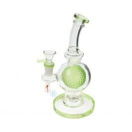 BLAZE Orb - Glass Beaker Bong with Green Accents and Curved Shape